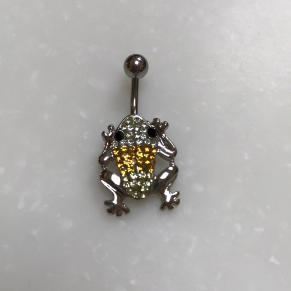 Jewelry | Pave Gem Yellow Frog Belly Button Ring Non Dangle 14 Gauge ...